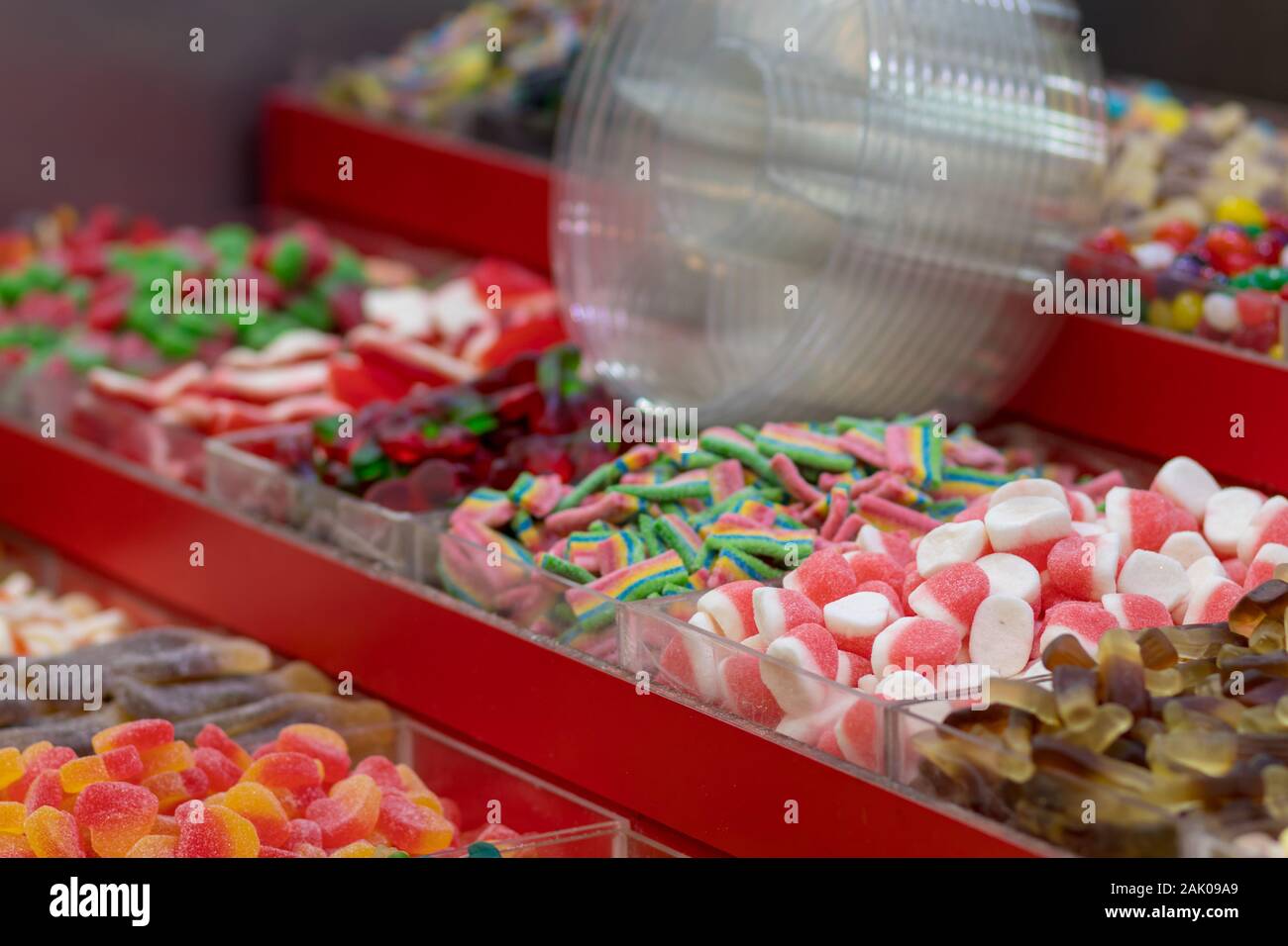 Rubber candies in all kinds of colors and flavors. In the form of ...