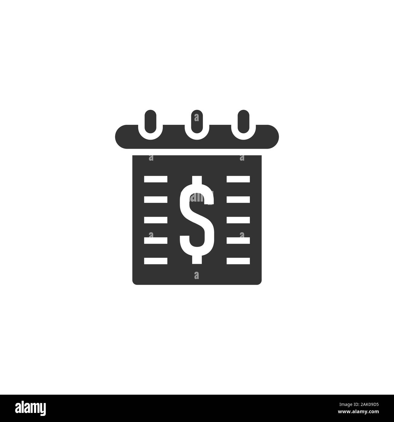 Calendar with money icon in flat style. Payment schedule vector ...
