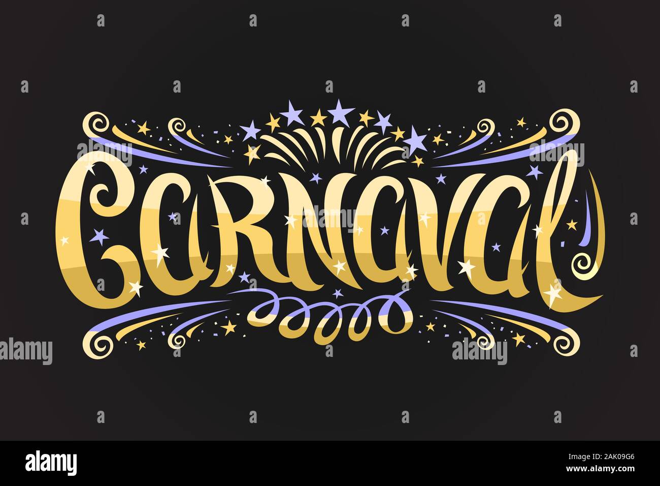 Vector logo for Carnaval, horizontal label with curly calligraphic font ...