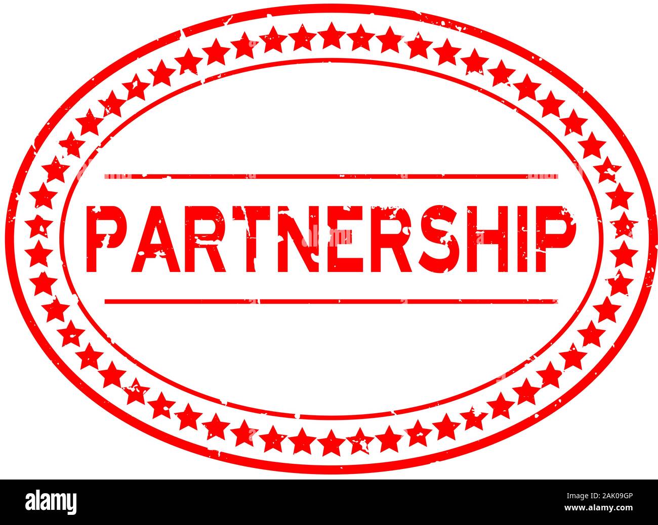 Grunge red partnership word oval rubber seal stamp on white background ...