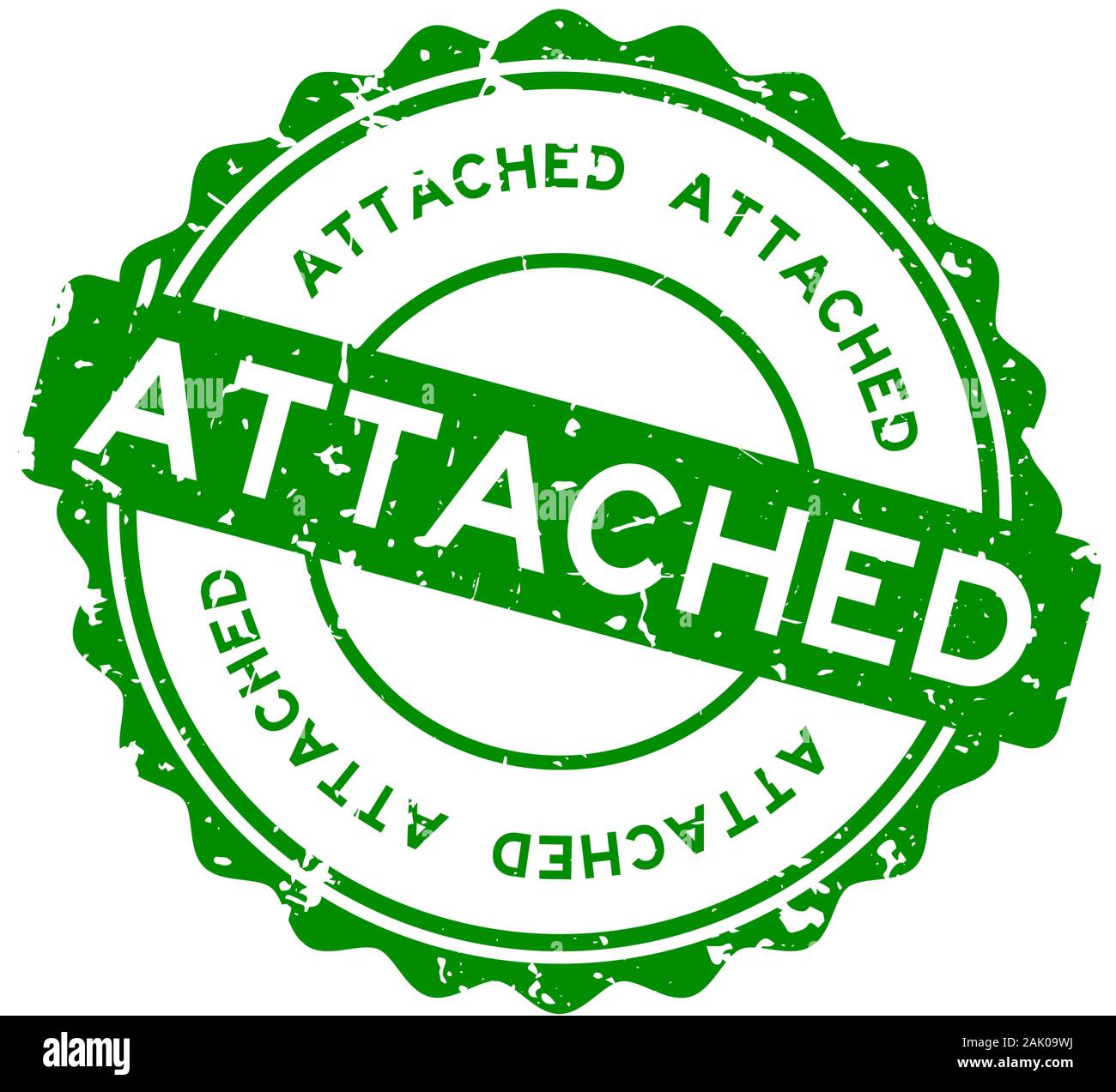 Grunge green attached word round rubber seal stamp on white background ...
