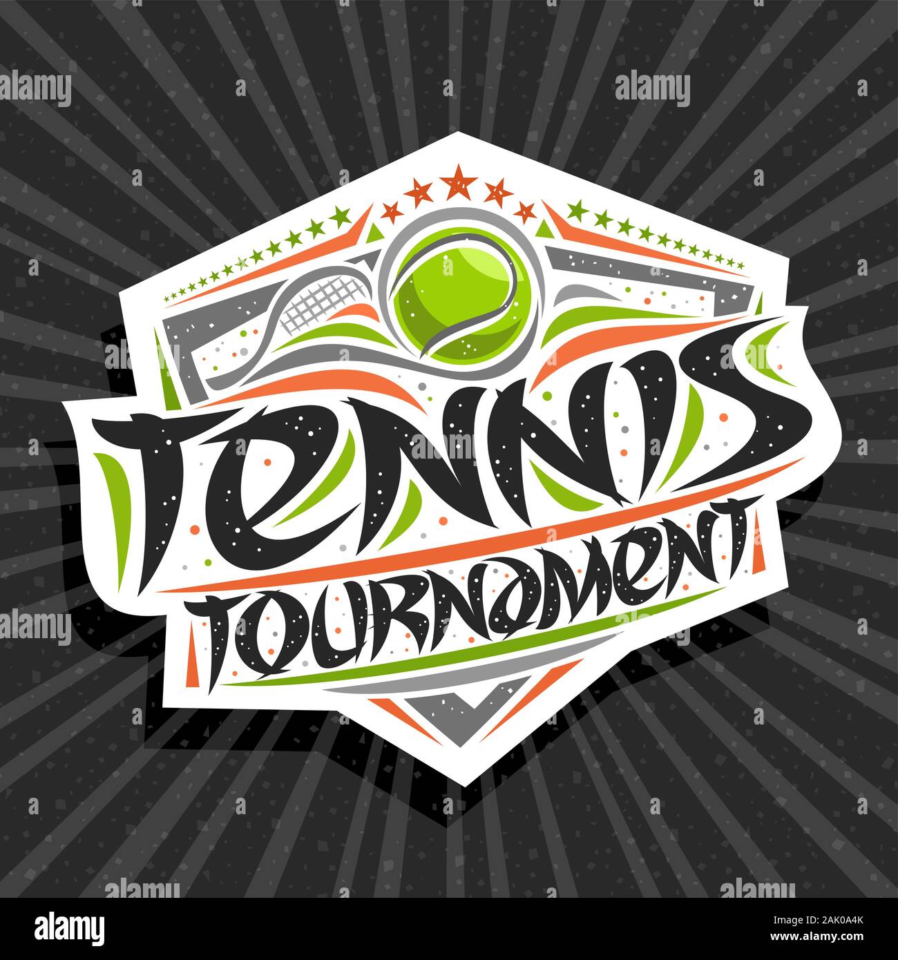 Vector logo for Tennis Tournament, modern signage with hitting ball in ...