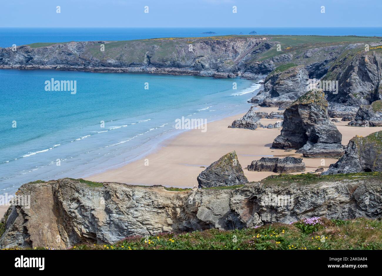 Bedruthan Steps, Cornwall, England, UK Stock Photo - Alamy