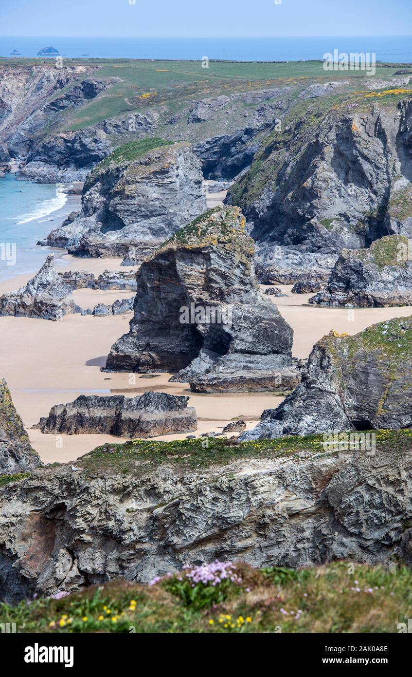 Bedruthan Steps, Cornwall, England, UK Stock Photo - Alamy