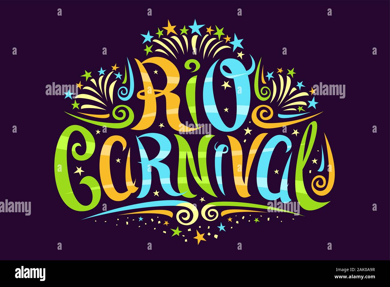 Vector logo for Carnival in Rio de Janeiro, decorative signage with ...