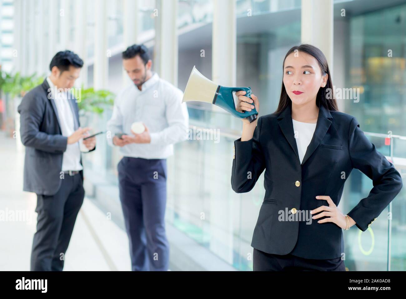 Woman Megaphone Office High Resolution Stock Photography and Images - Alamy
