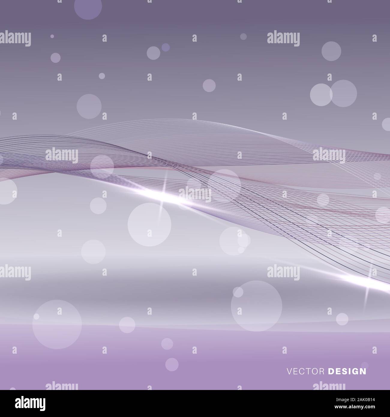 Abstract background with shiny waves and bokeh light. Vector ...