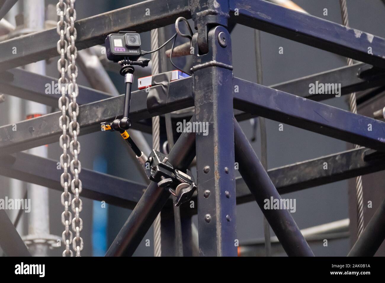 Gopro camera camera mounted on stage equipment Stock Photo - Alamy