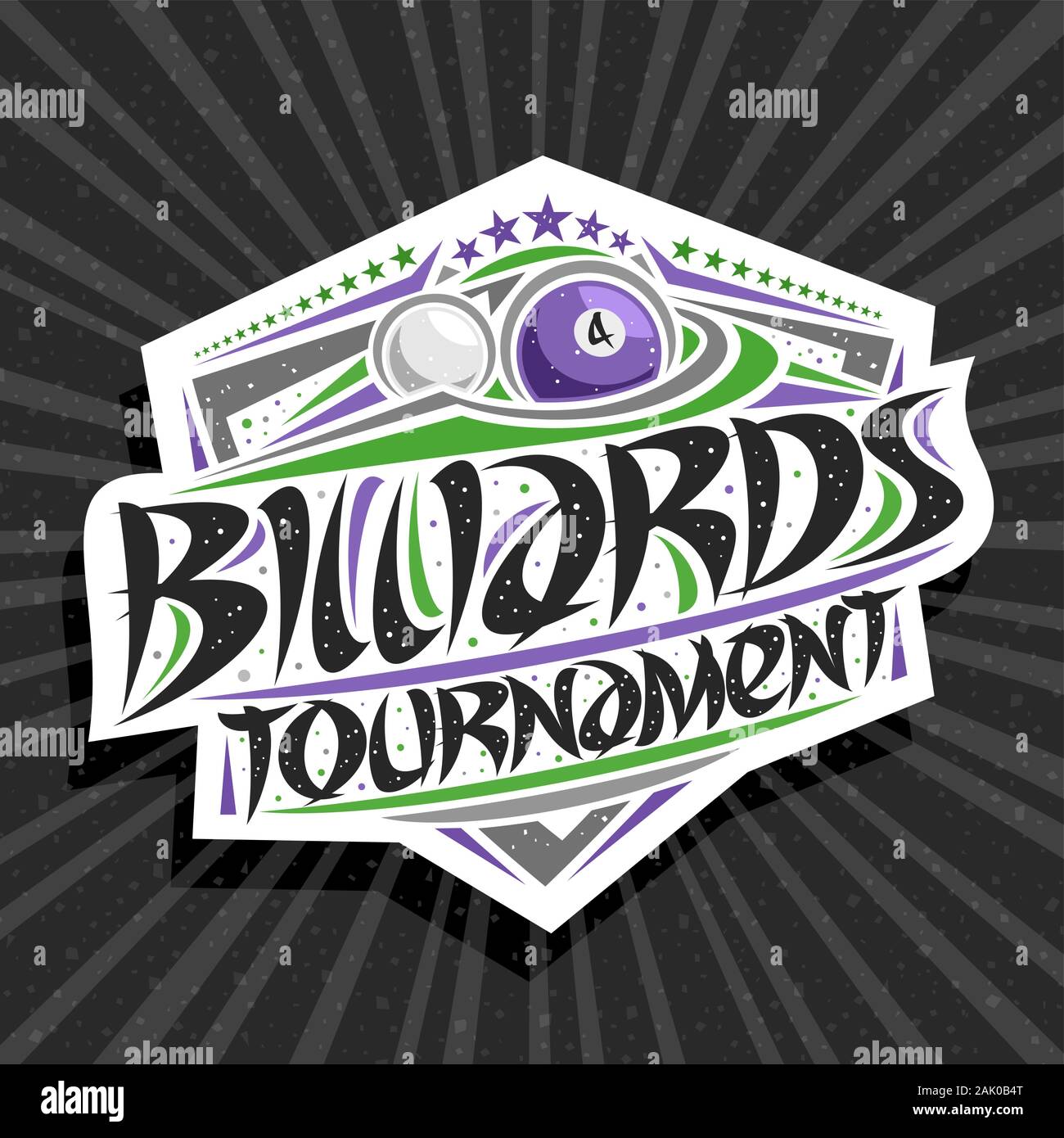 Vector logo for Billiards Tournament, modern signage with hitting ball ...