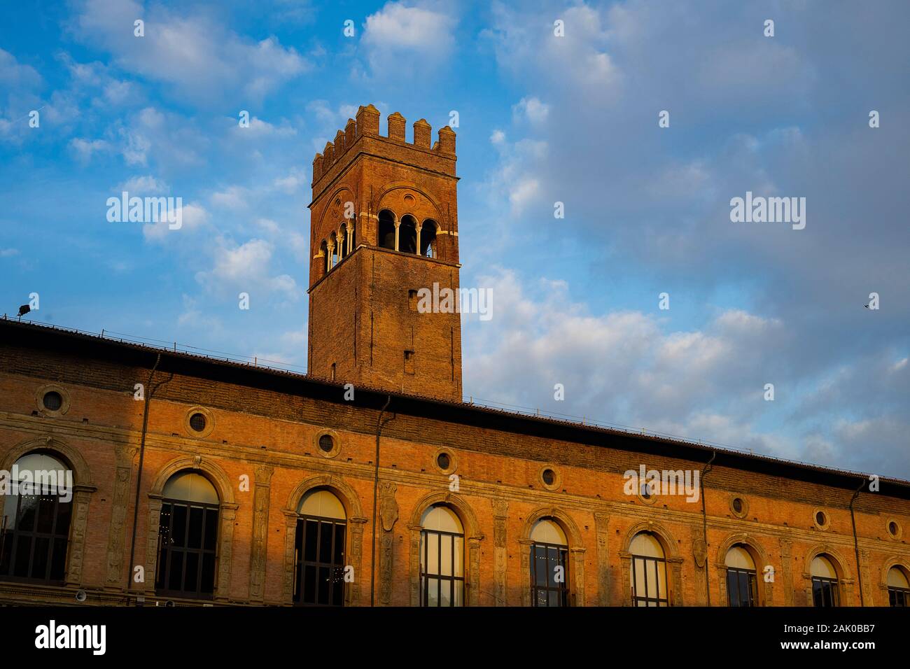 Medieval building of Bologna, Italy. Bologna's clasic red architecture ...