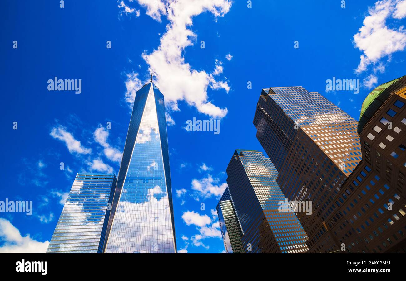 World Trade Center and Freedom Tower NYC reflex Stock Photo - Alamy