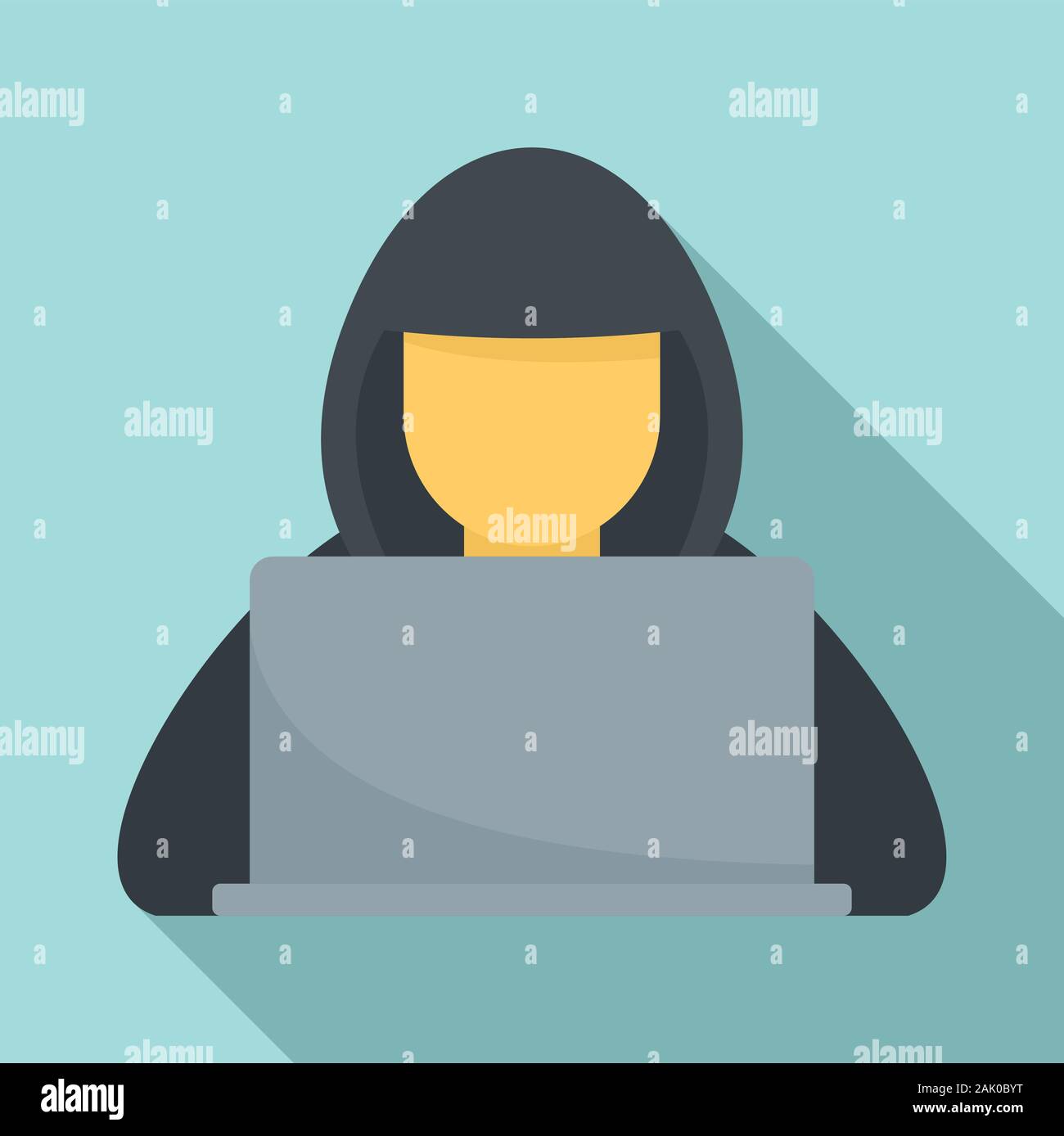 Hacker with hood icon. Flat illustration of hacker with hood vector ...