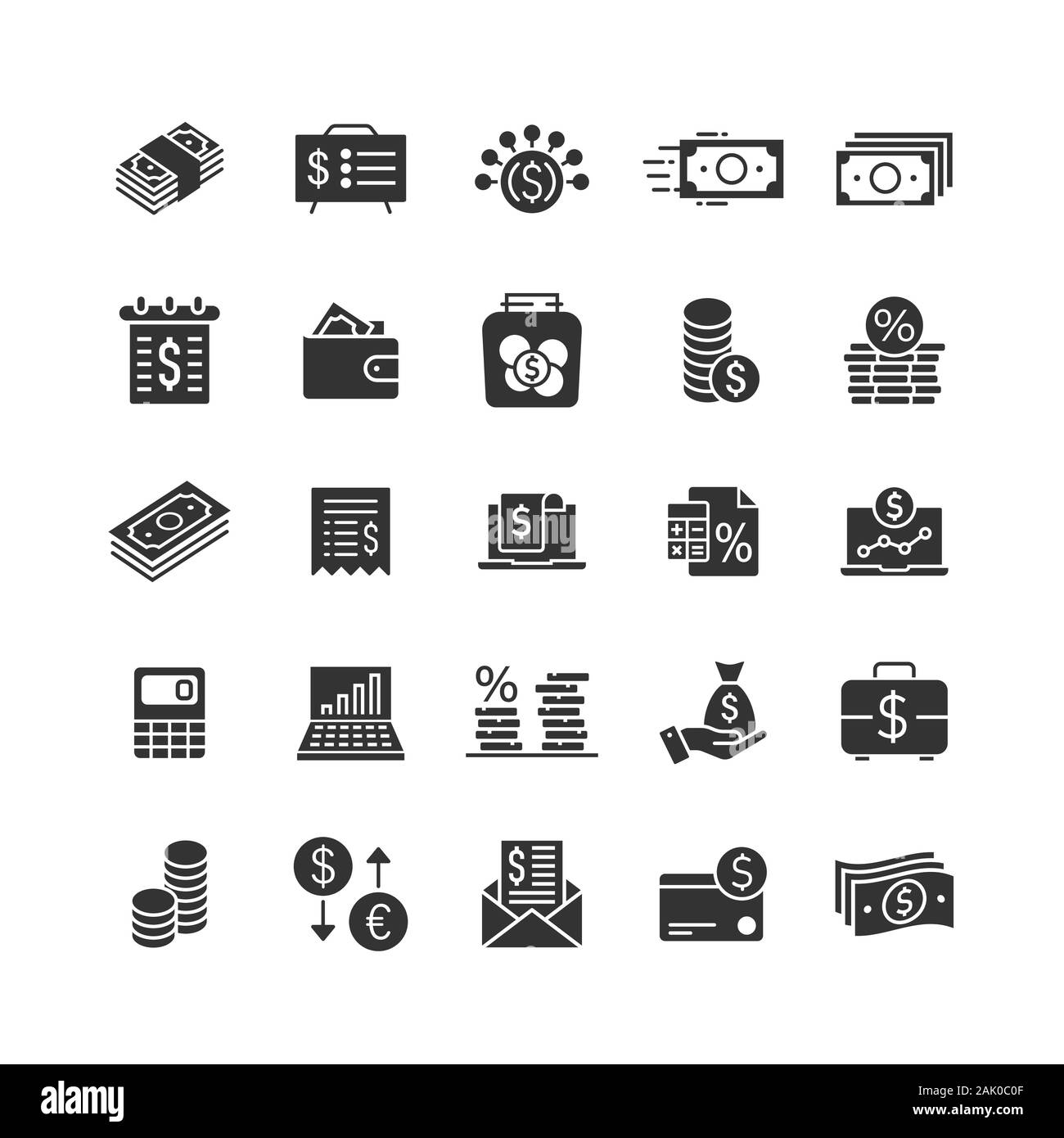 Money finance icon set in flat style. Payment vector illustration on ...