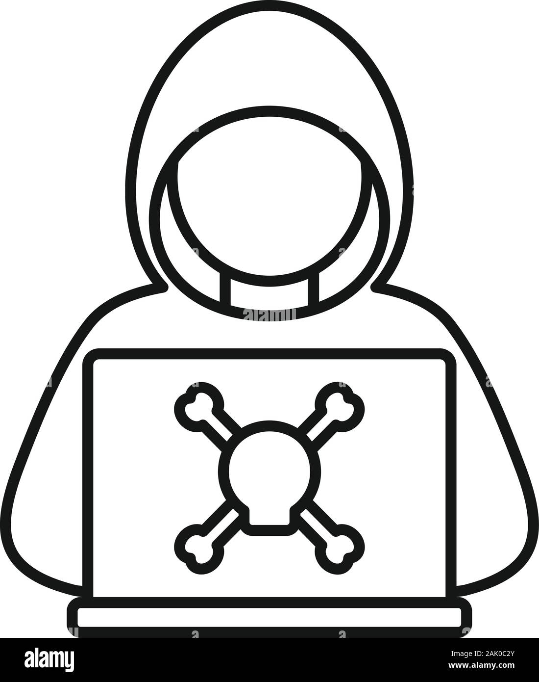 Criminal hacker icon. Outline criminal hacker vector icon for web design isolated on white ...