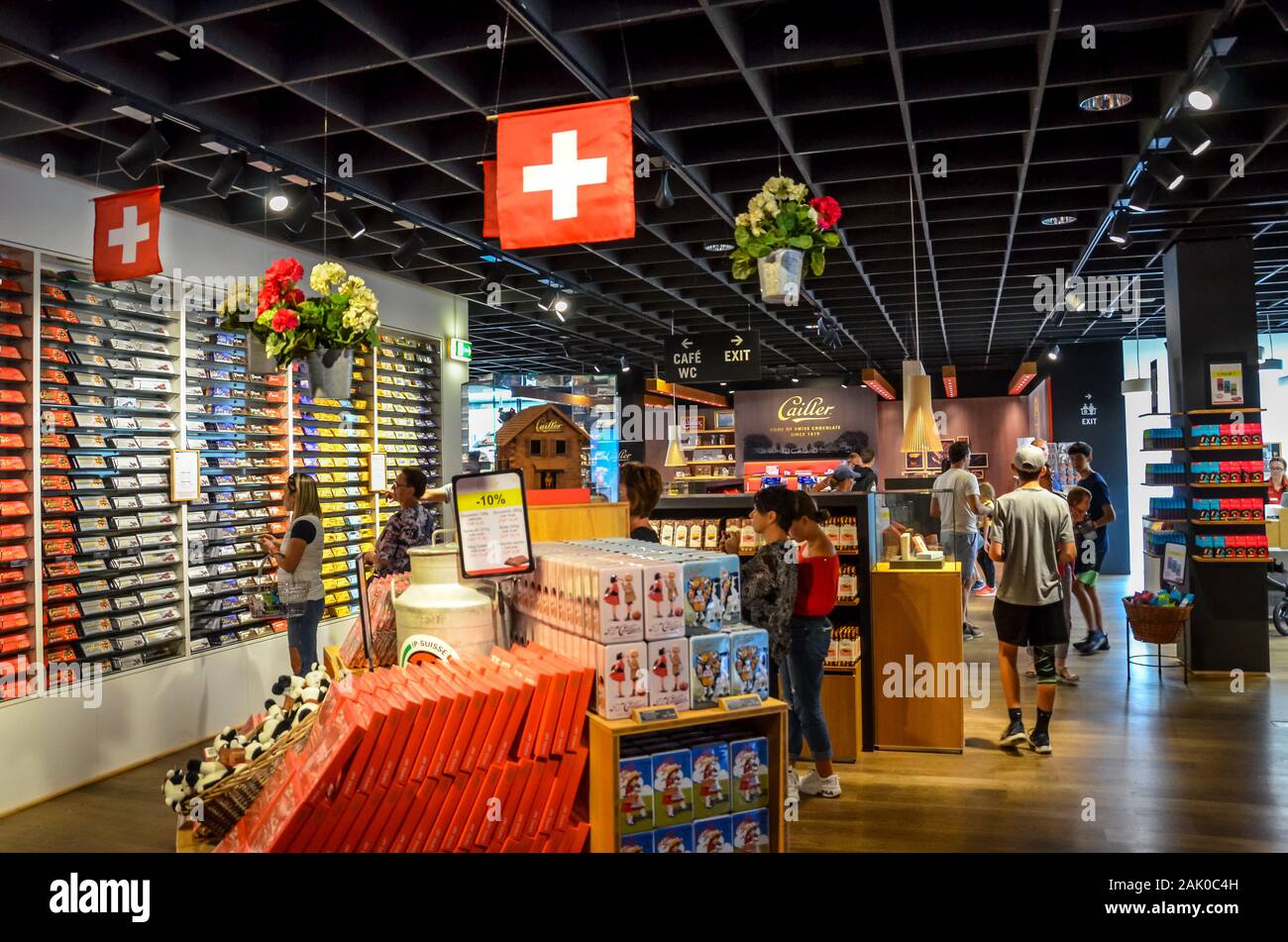 Broc, Switzerland - July 27, 2019: Visitors of the famous Cailler ...