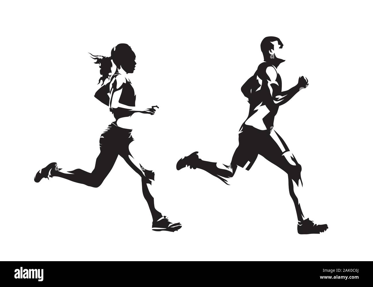 Running couple silhouette Stock Vector Images - Alamy