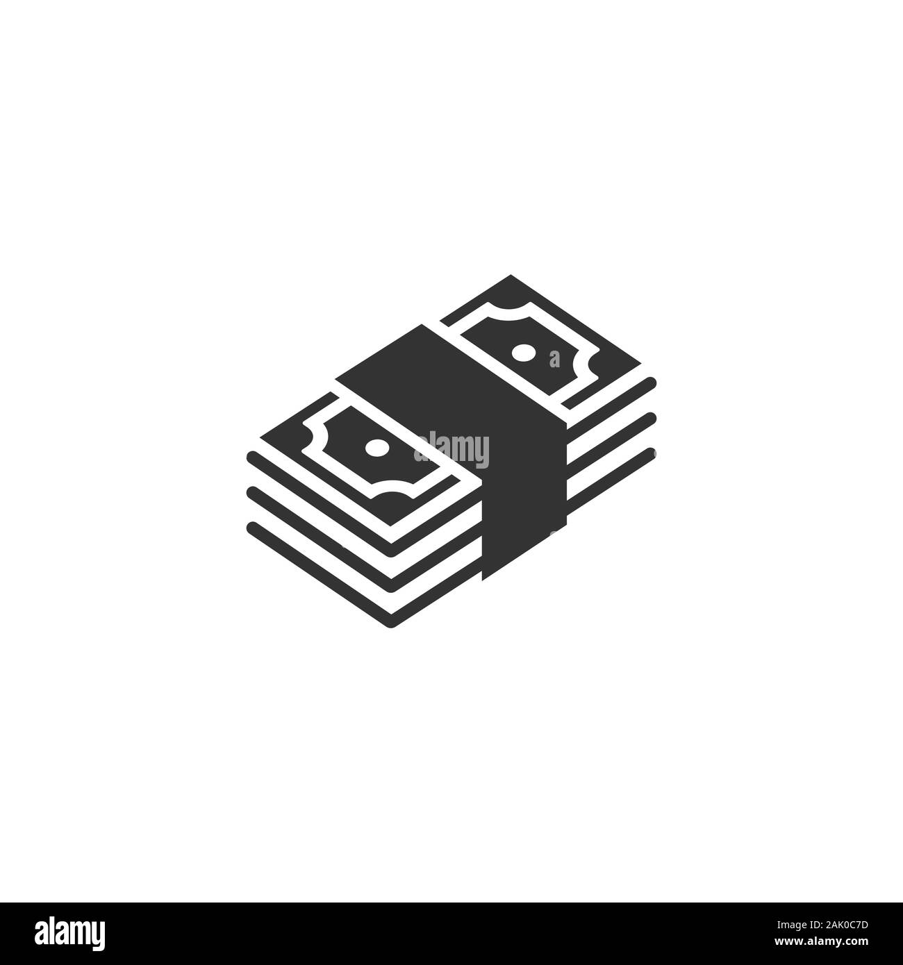Money stack icon in flat style. Exchange cash vector illustration on ...