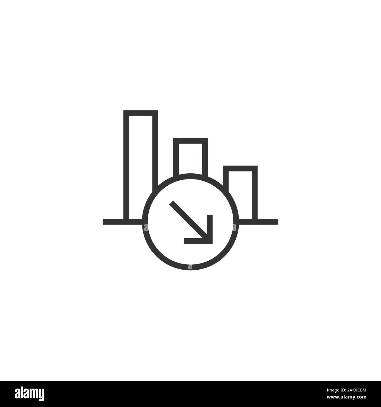 Market trend icon in flat style. Decline arrow with magnifier vector ...