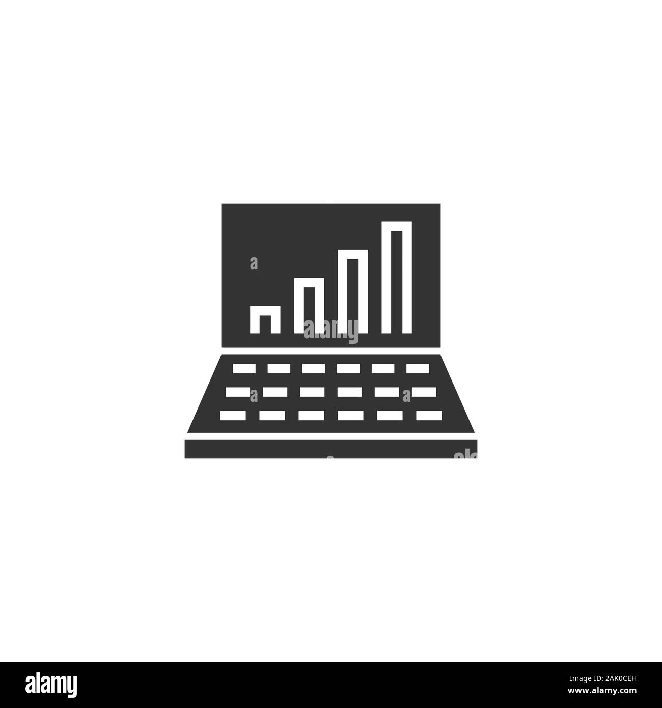 Laptop chart icon in flat style. SEO data vector illustration on white ...