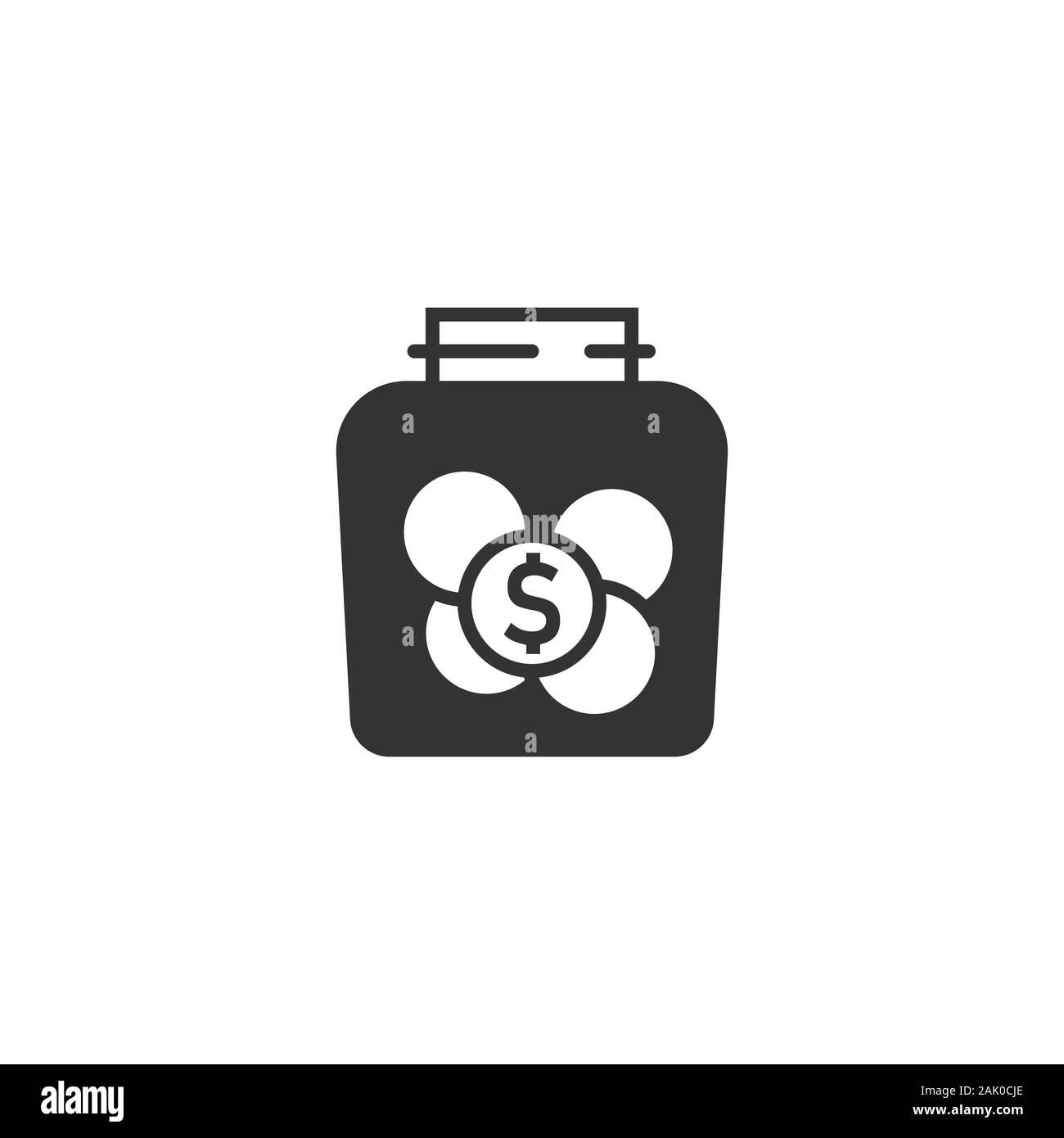 Money box icon in flat style. Coin jar container vector illustration on ...