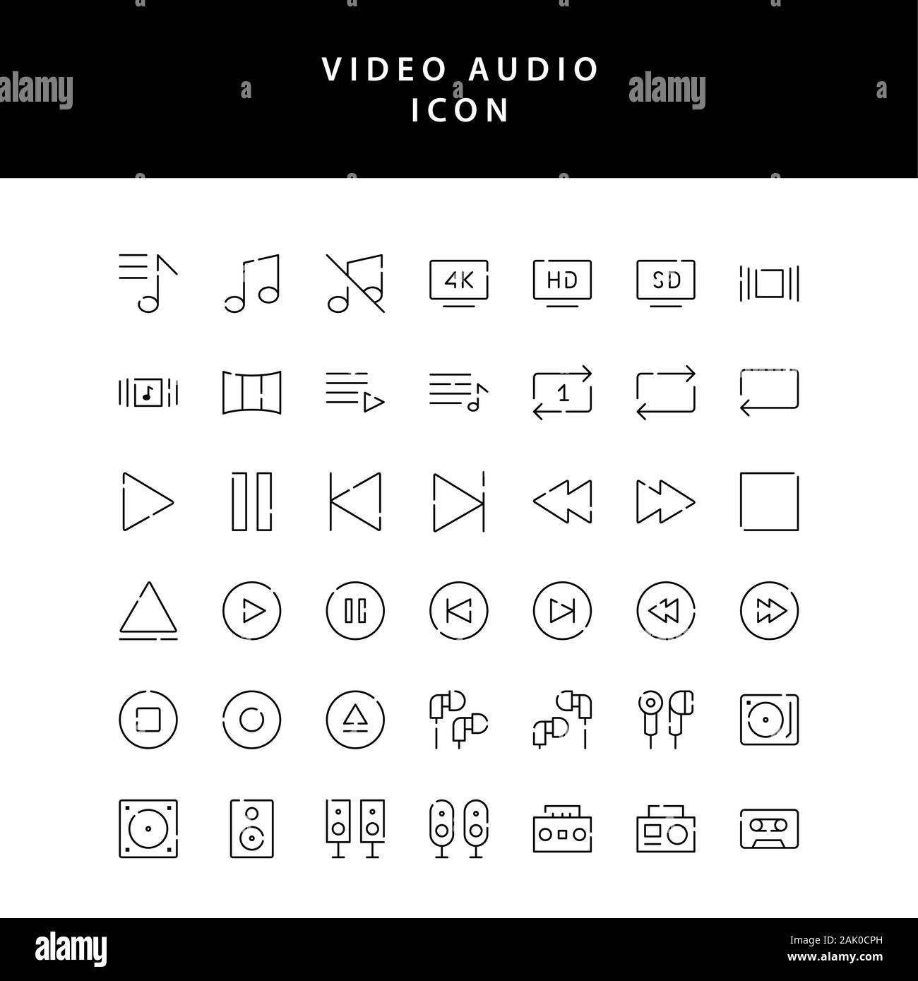 photo video outline icon set vol2 Stock Vector Image & Art - Alamy