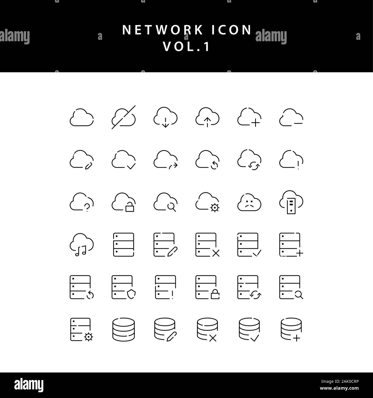 Cloud computing network outline icon set vol1 Stock Vector Image & Art - Alamy
