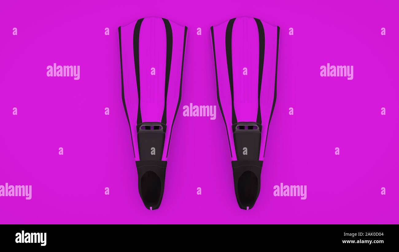 Pink Flippers isolated on pink background. 3D rendering Stock Photo - Alamy