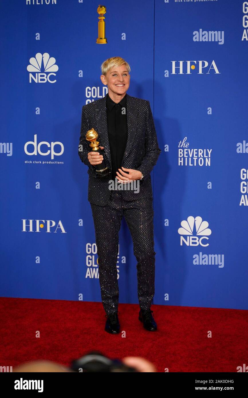 Ellen DeGeneres, winner of the Carol Burnett Award, poses in the press ...