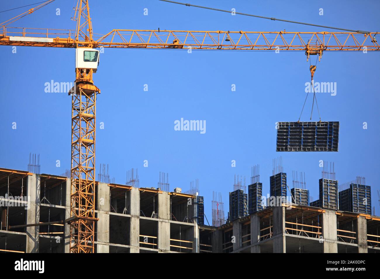 Сonstruction crane with formwork shield at the construction of ...