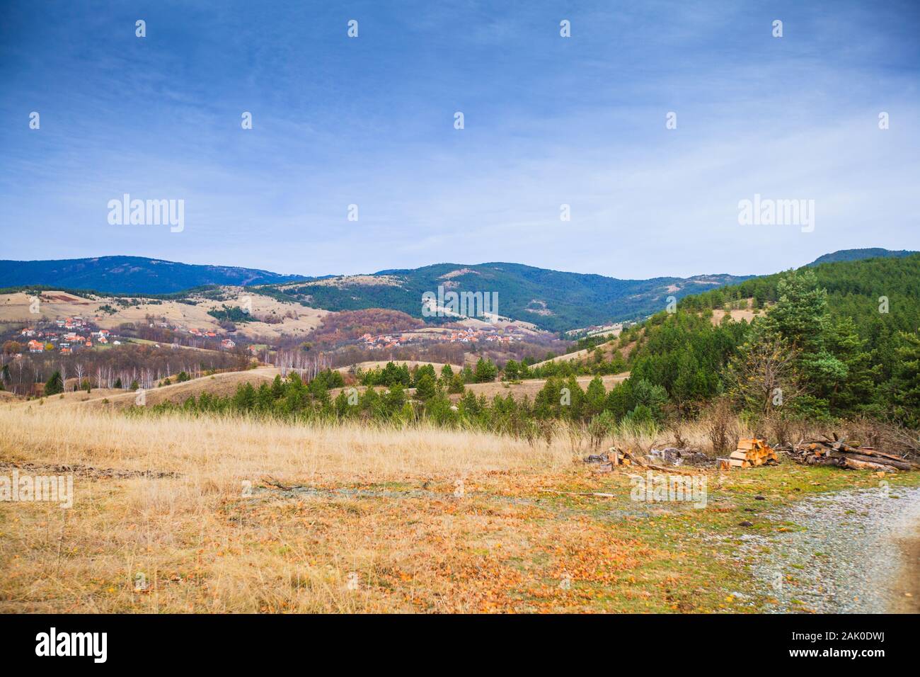 Beautiful panoramic view of mountains area in west Serbia, Europe. The ...