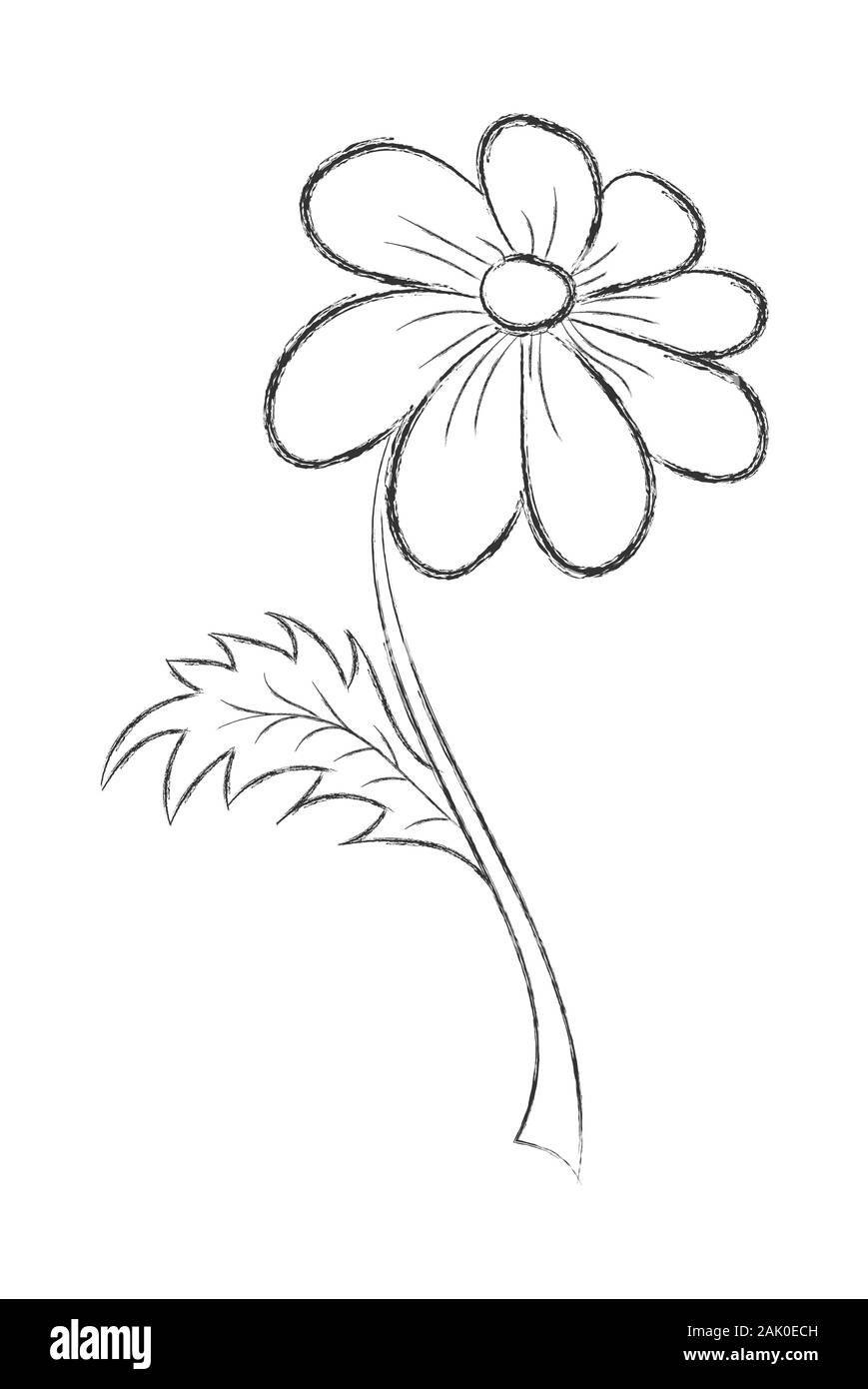 Vector pencil sketch of a flower with sticky notes. Flat Doodle style ...