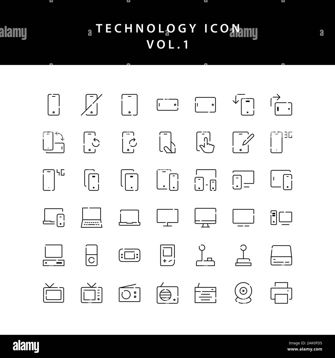 technology outline icon set vol1 Stock Vector Image & Art - Alamy
