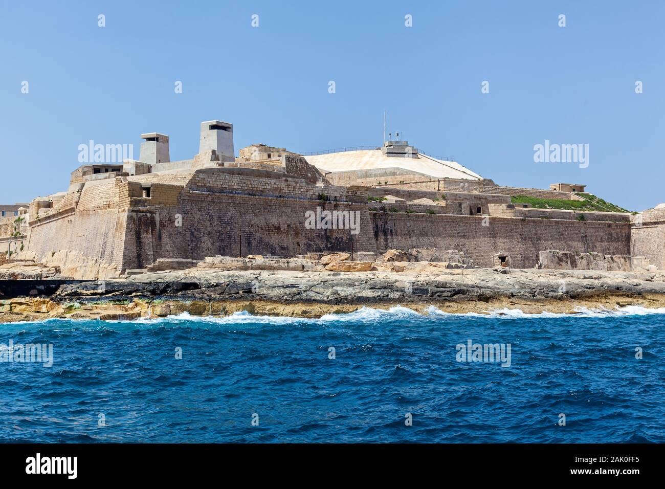 A beautiful view of a military fort building which rising above the sea ...