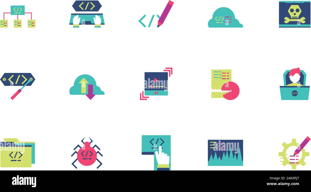 Website code icon set design, Programming web designer technology ...