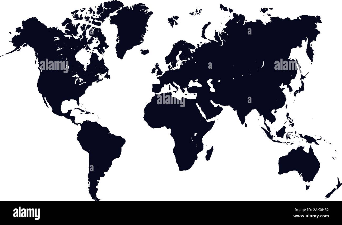 World map vector, isolated on white background. Flat Earth, gray map ...