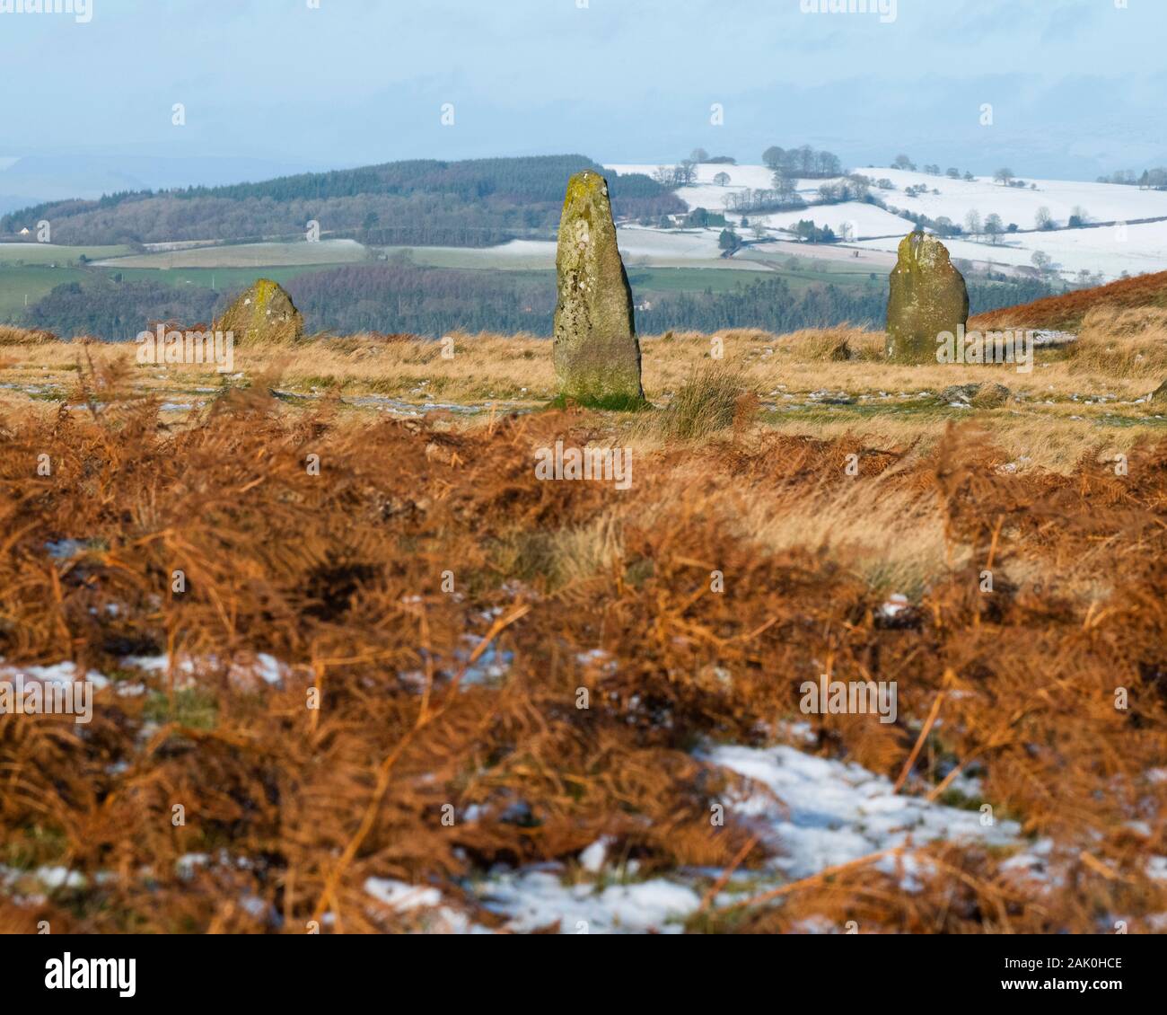 Mitchell's Fold Stone Circle on Stapeley Hill, Shropshire Stock Photo ...