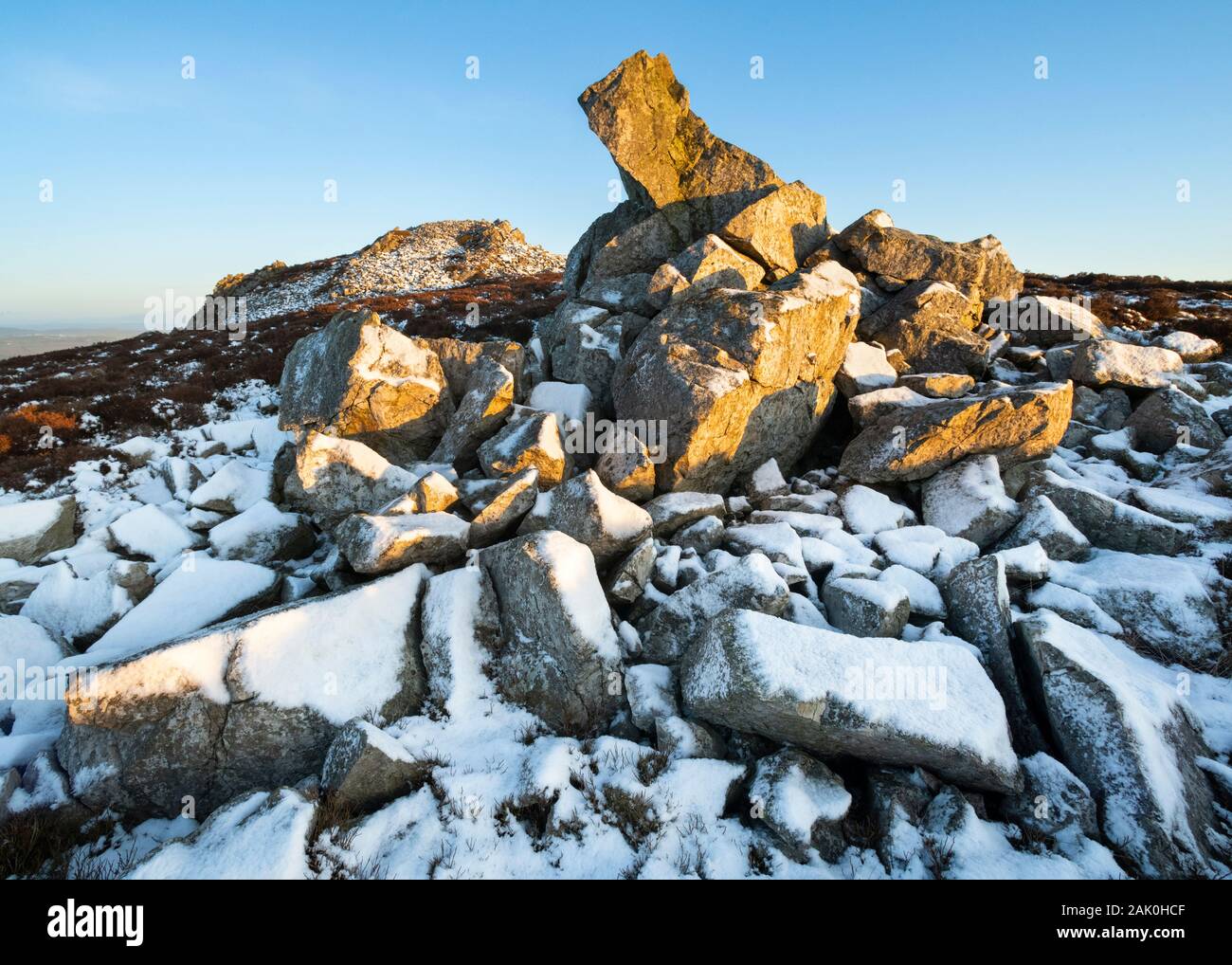 Diamond Rock and Saddle Rock on the Stiperstones, Shropshire Stock ...