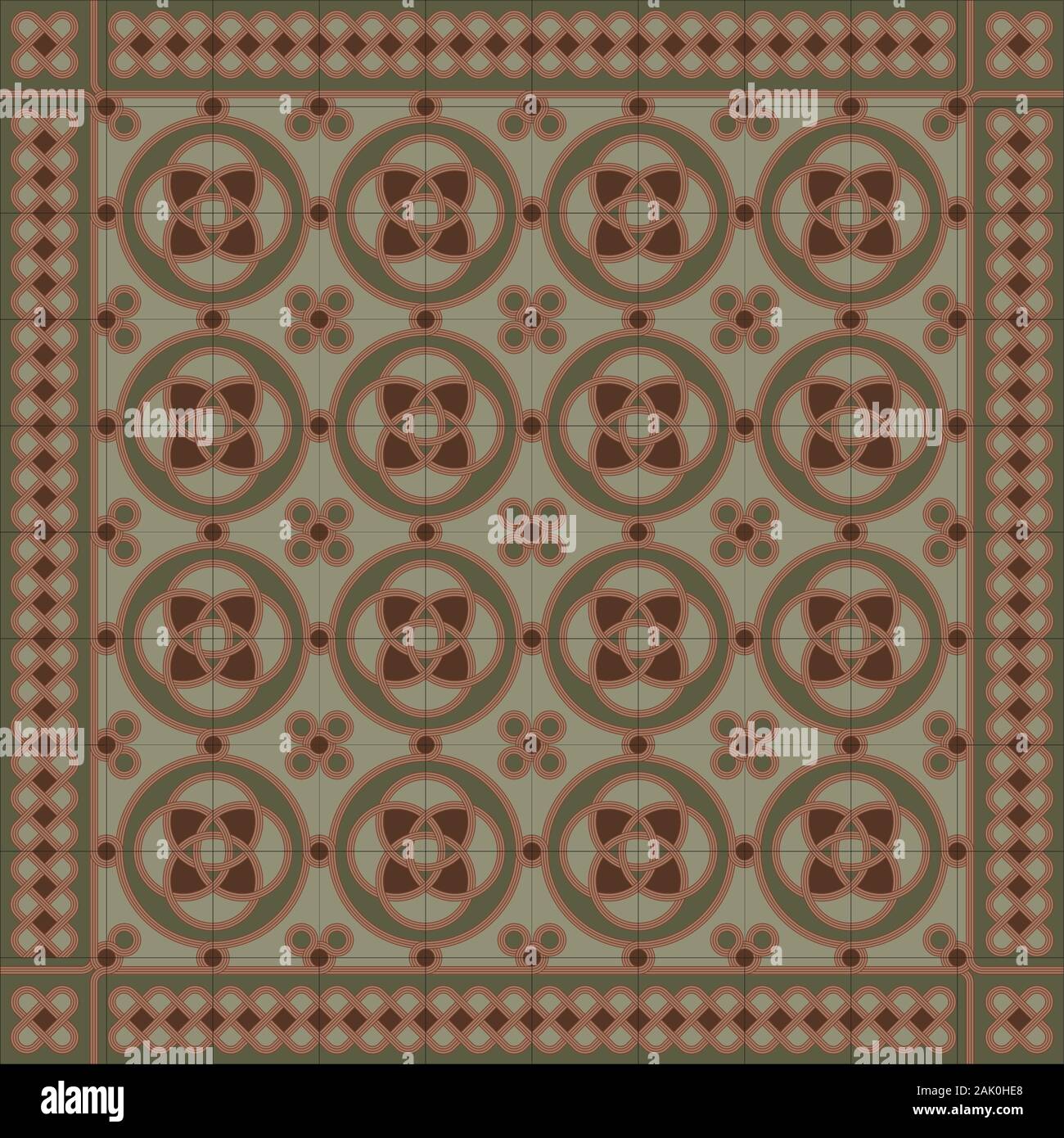 Retro Seamless Vector Pattern of Encaustic tiles decorations. Tileable ...
