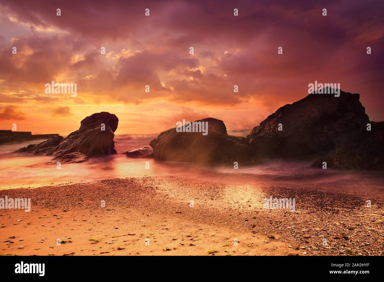 Summer seasonal natural vacation background. Romantic morning at sea ...