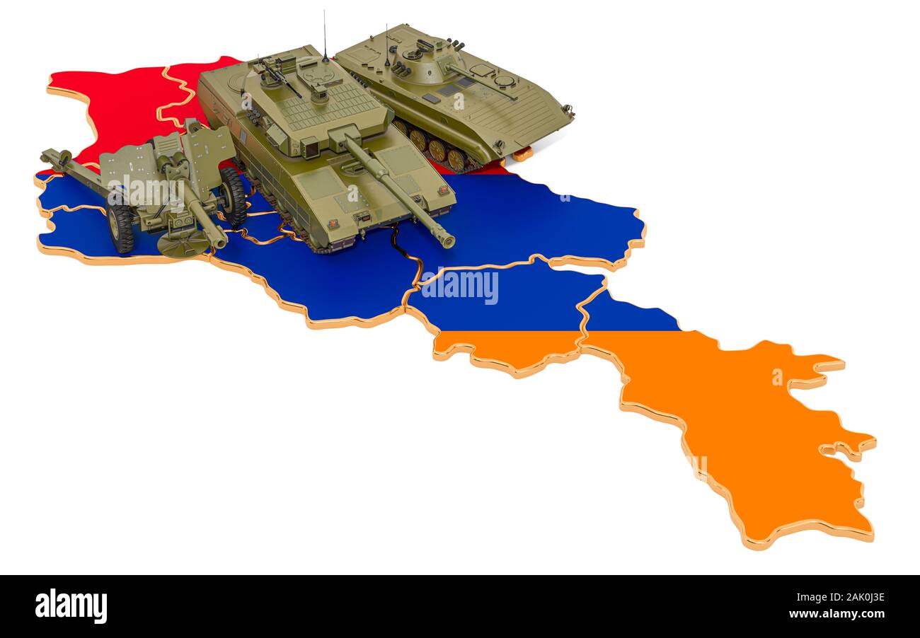 Combat vehicles on Armenian map. Military defence of Armenia concept ...