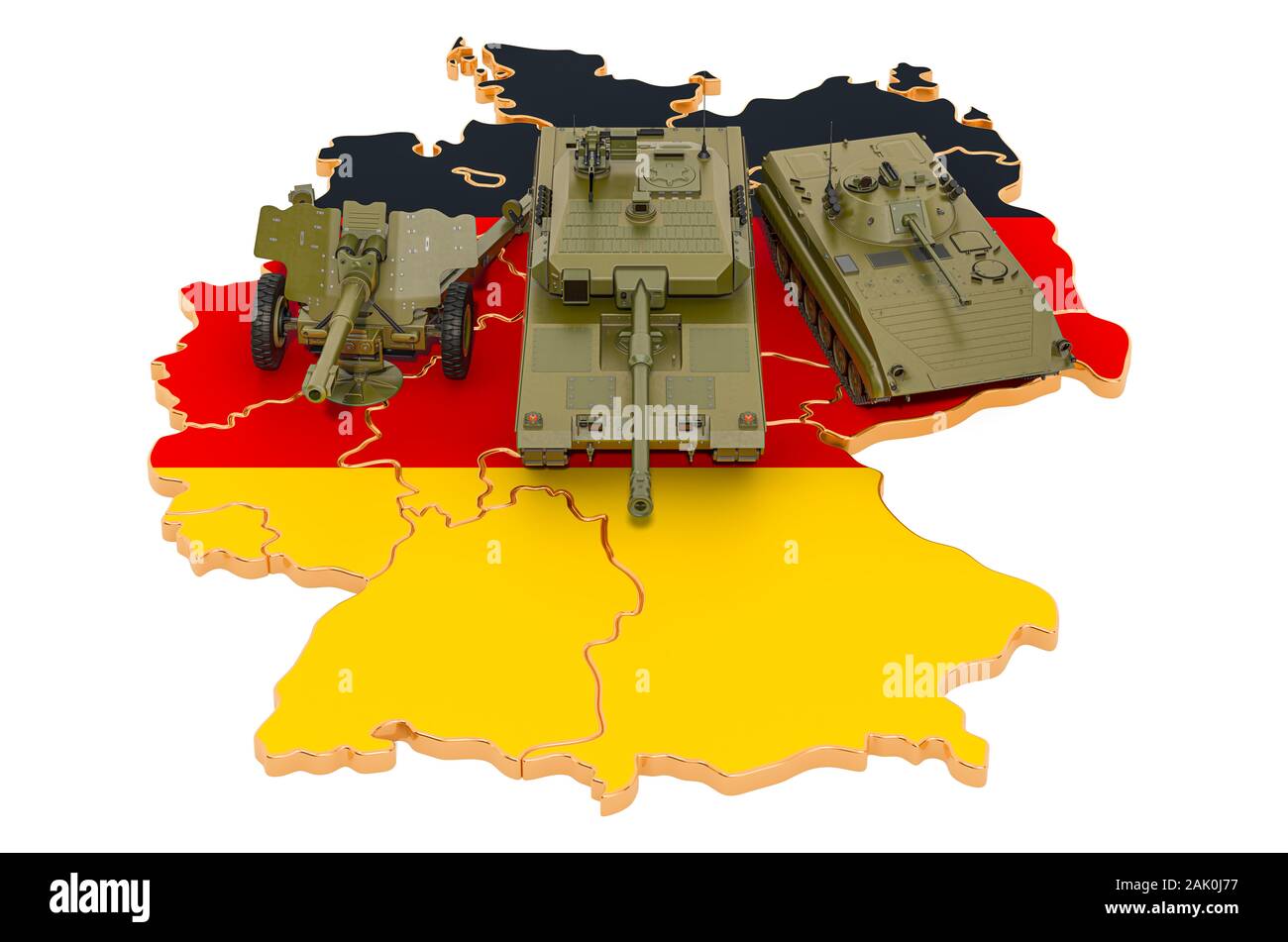 Combat vehicles on German map. Military defence of Germany concept, 3D ...