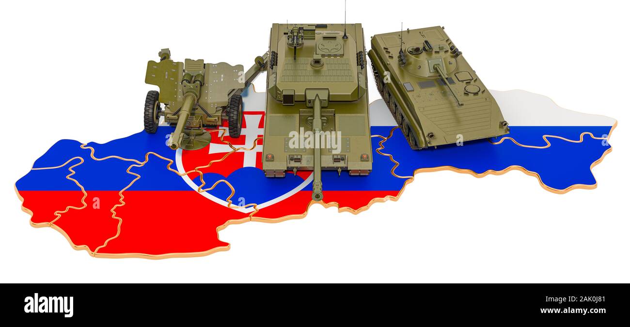 Combat vehicles on Slovak map. Military defence of Slovakia concept, 3D ...
