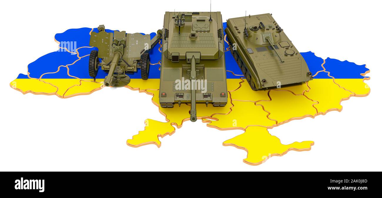 Combat vehicles on Ukrainian map. Military defence of Ukraine concept ...