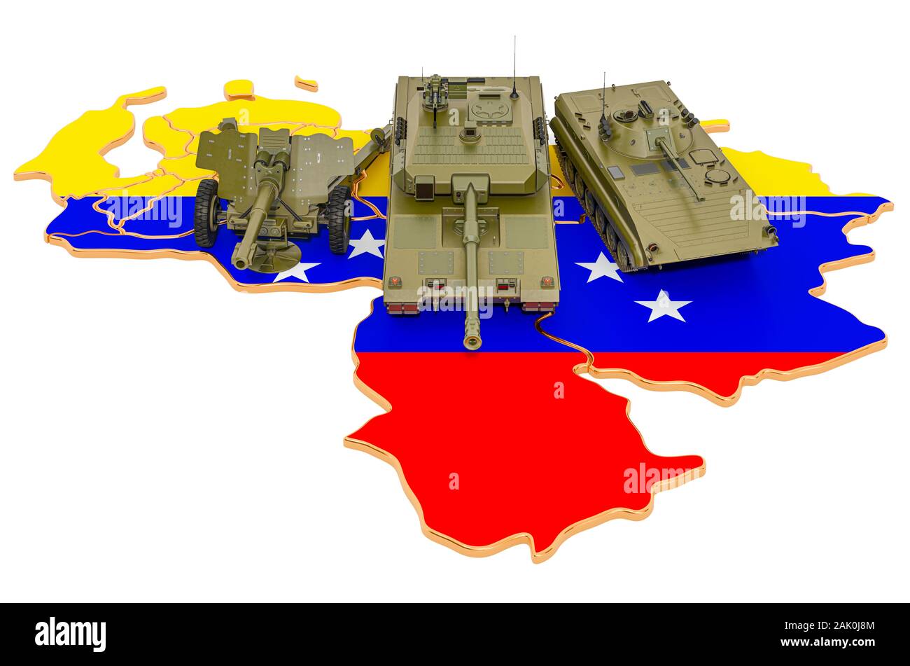 Combat vehicles on Venezuelan map. Military defence of Venezuela ...