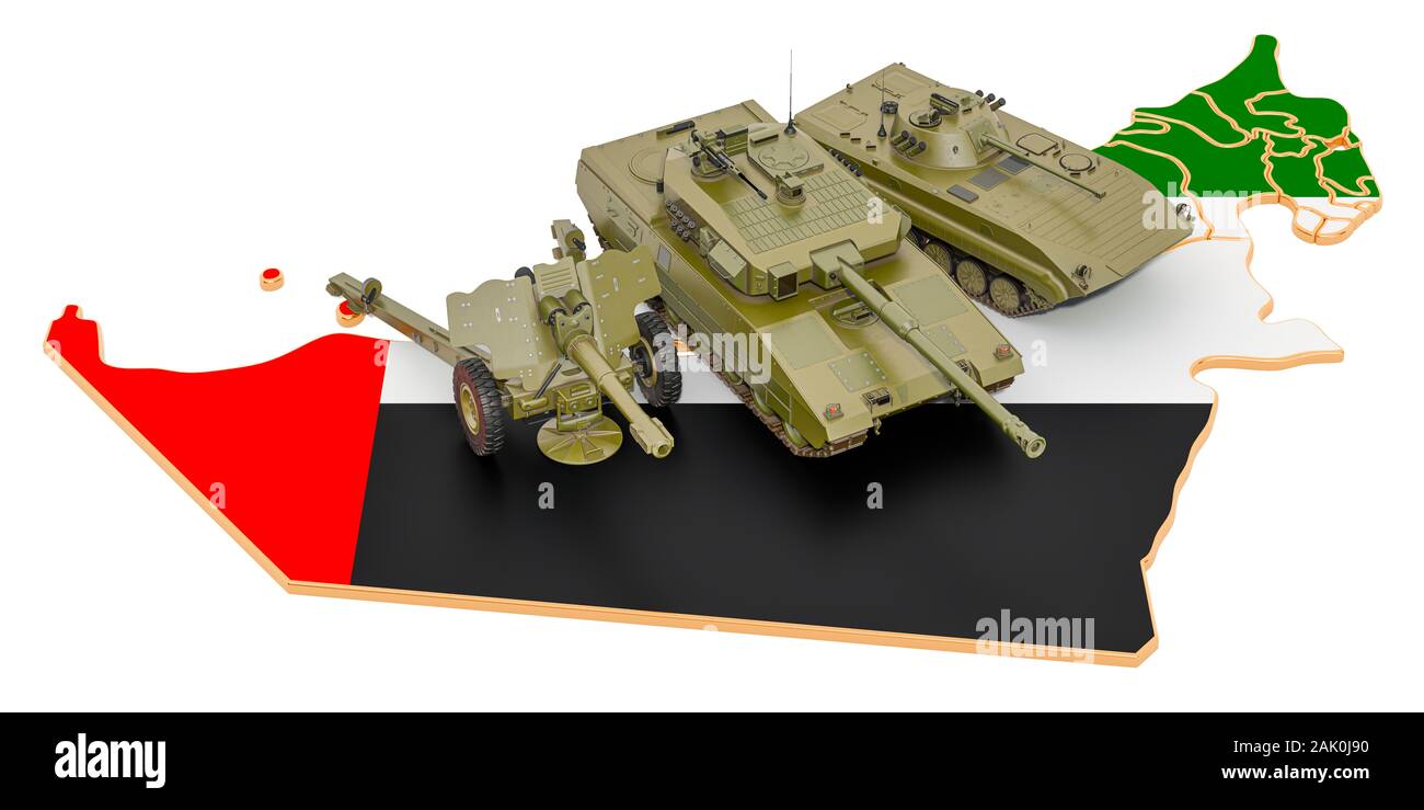 Combat vehicles on the UAE map. Military defence of the United Arab ...