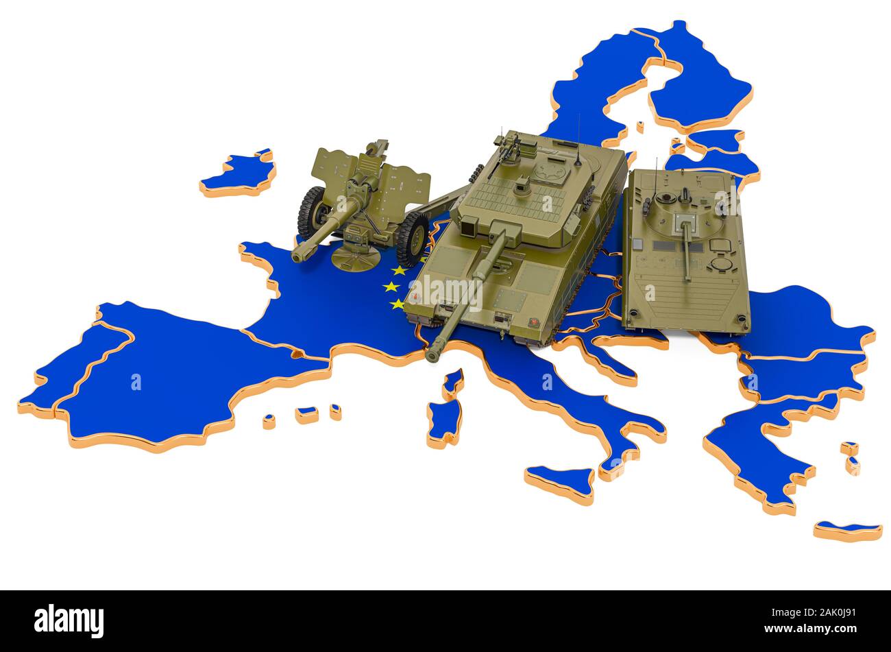 Combat vehicles on the European Union map. Military defence of the EU ...