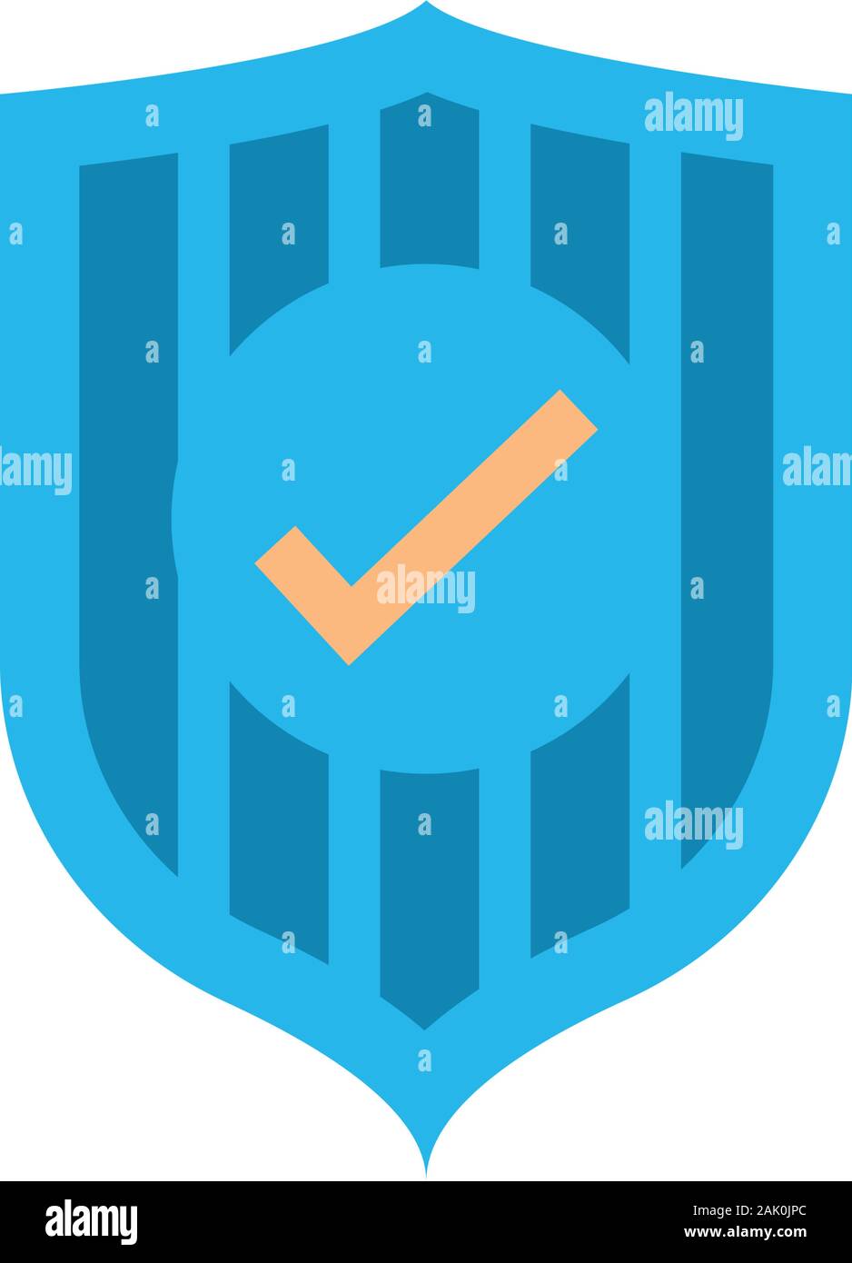 Check mark inside shield design of Security system warning protection ...