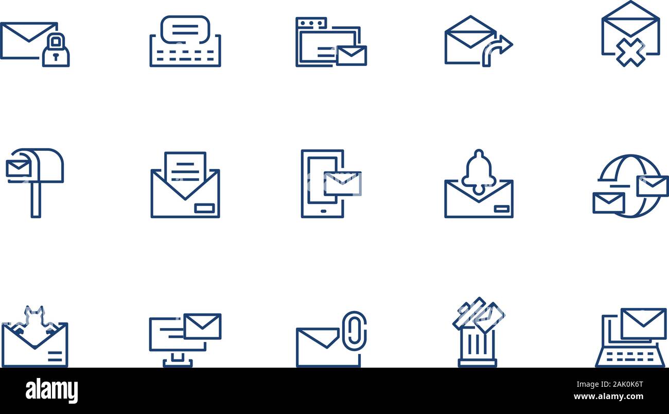 Messages icon set design, email mail letter marketing communication ...