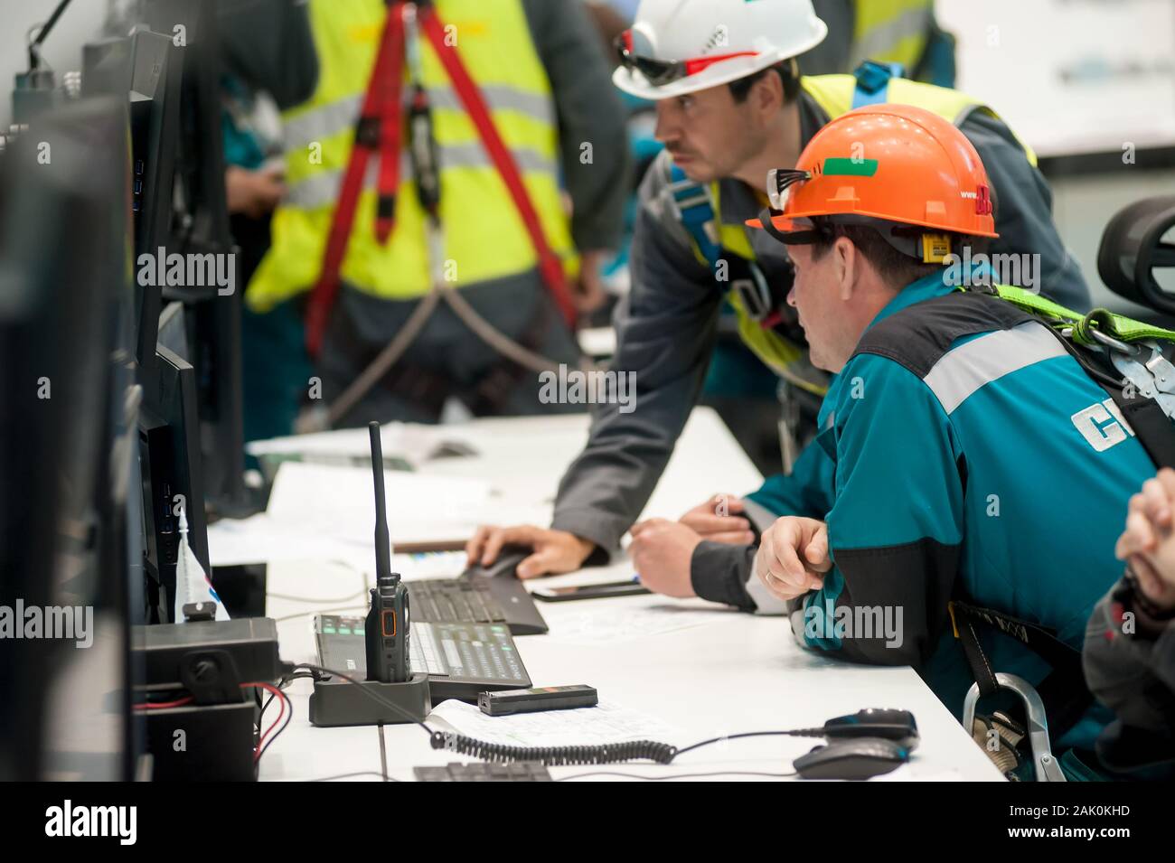 Man in control room of polypropylene factory Stock Photo - Alamy