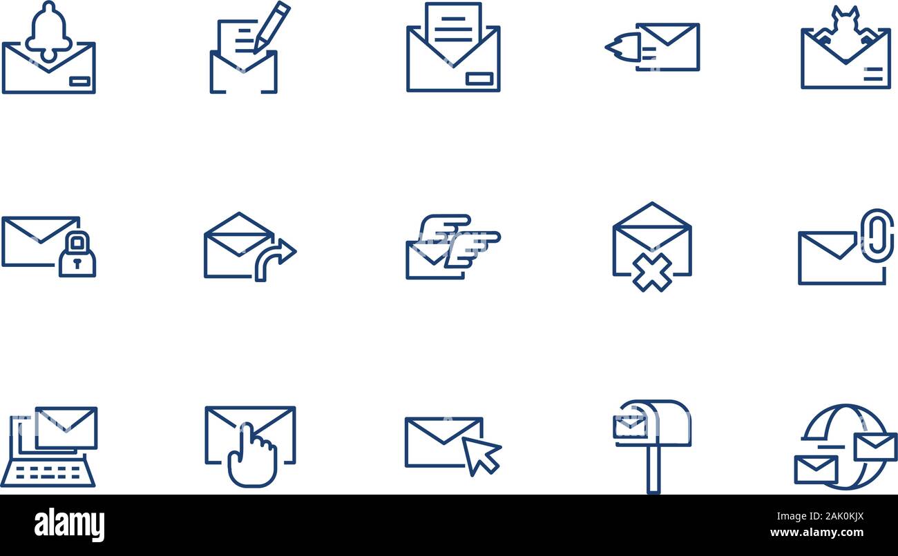 Messages icon set design, email mail letter marketing communication ...
